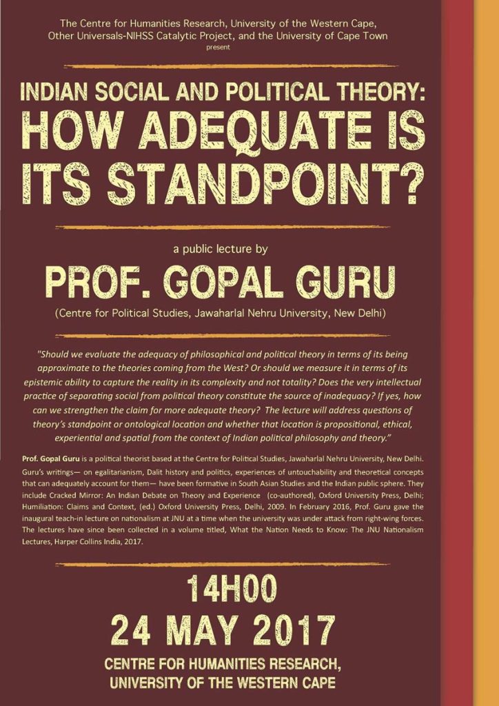 Public Lecture: Professor Gopal Guru - The Centre for Humanities Research